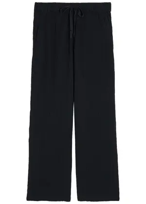 Eileen Fisher Straight-leg Seersucker Trousers - Black