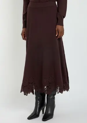 Zimmermann Valiant Lace-trim Wool Midi Skirt