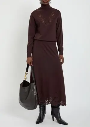Zimmermann Valiant Lace-trim Wool Midi Skirt