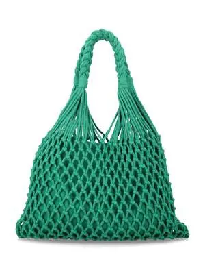 THE FRANKIE SHOP Naia Macramé Mini Shoulder Handbag With Removable Pouch - Verde