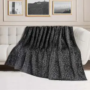 Juicy Couture Embossed Plush Oversized Throw Blanket - Black