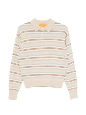 Guest In Residence Striped Cashmere Polo Shirt - Beige