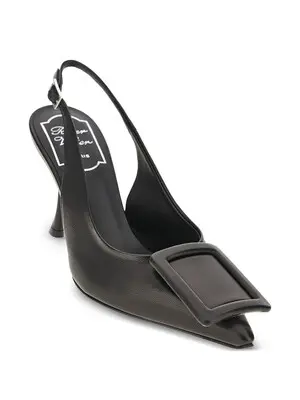 ROGER VIVIER Viv Ville Leather Slingback Pumps - Black