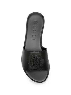 Gucci Double G Leather Flat Sandals