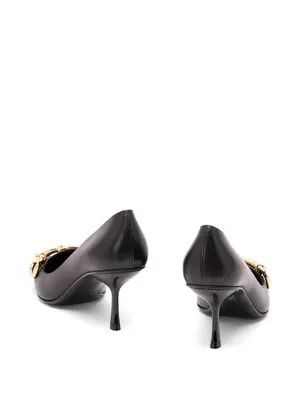 Gucci Boulevard Leather Pumps With Gold Buckle - Black