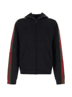 Gucci Web Detail Cotton And Silk Hoodie