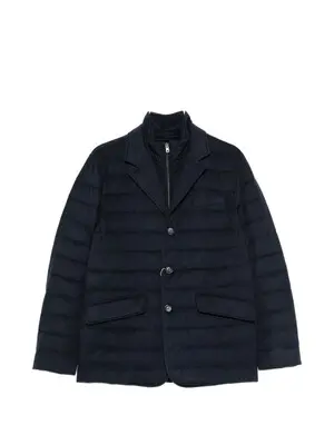 Herno Navy Padded Jacket With Notched Lapel - Blue