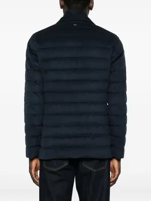 Herno Navy Padded Jacket With Notched Lapel - Blue
