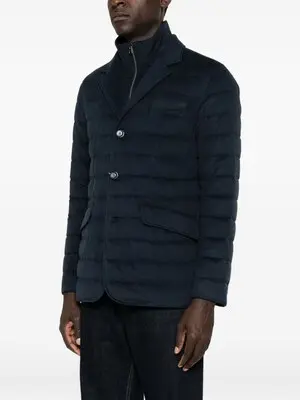 Herno Navy Padded Jacket With Notched Lapel - Blue