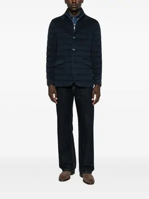 Herno Navy Padded Jacket With Notched Lapel - Blue