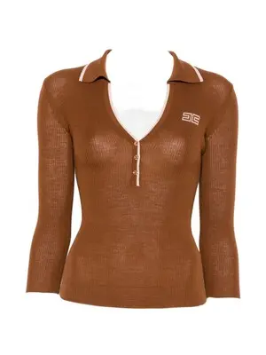Elisabetta Franchi Ribbed Knit Polo Shirt With Contrast Trim