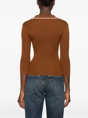 Elisabetta Franchi Ribbed Knit Polo Shirt With Contrast Trim