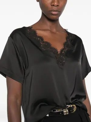 Ermanno Scervino Lace-detail V-neck T-shirt