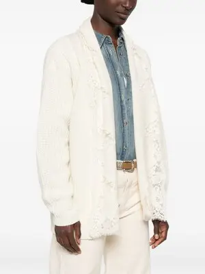 Ermanno Scervino Lace-trim Cotton Cardigan - White