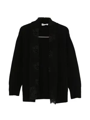 Ermanno Scervino Cotton Cardigan With Lace Trim - Black