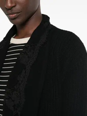 Ermanno Scervino Cotton Cardigan With Lace Trim - Black