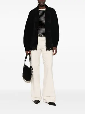 Ermanno Scervino Cotton Cardigan With Lace Trim - Black