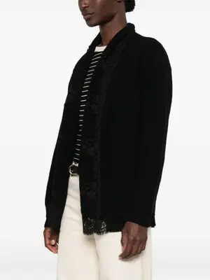 Ermanno Scervino Cotton Cardigan With Lace Trim - Black