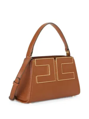 Elisabetta Franchi Faux Leather Handbag With Gold Tone Clasp - Brown