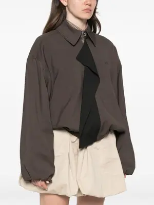 Loewe Wool Blend Jacket With Embroidered Logo - Brown