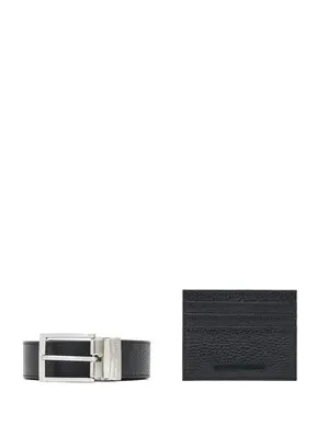 Emporio Armani Leather Card Case And Belt Set - Black