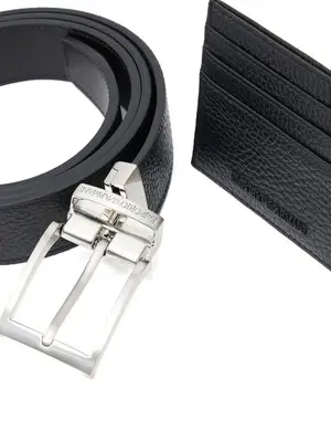 Emporio Armani Leather Card Case And Belt Set
