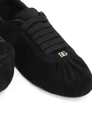 Dolce & Gabbana Ballet Suede Sneakers With Gold-tone Dg Logo Plaque