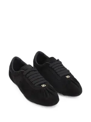 Dolce & Gabbana Ballet Suede Sneakers With Gold-tone Dg Logo Plaque