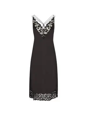 Fendi Lace-detail Silk Long Dress - Black