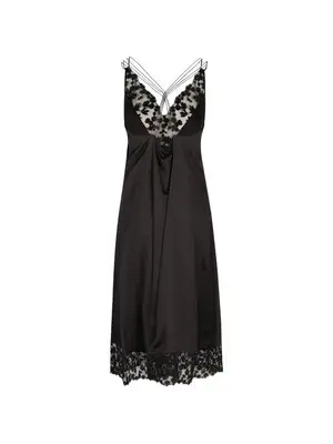 Fendi Lace-detail Silk Long Dress - Black