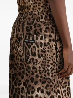 Dolce & Gabbana Leopard Print Wide Leg Trousers - Multi