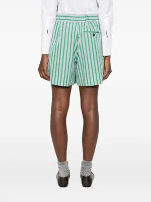 Loewe Striped Cotton Pleated Shorts