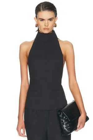 EAVES Keldan Classic Suiting Vest Top In Charcoal