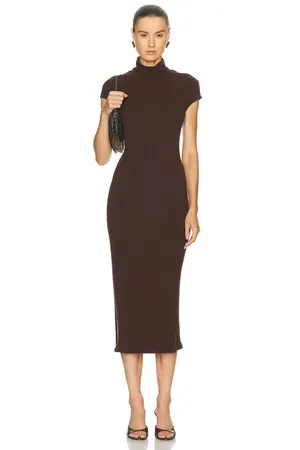 Sablyn Monique Slouchy Mock Neck Dress In Brown - Cinnabar