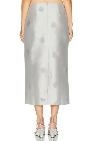 MARLIES GRACE 3d Floral Appliqué Taffeta Skirt