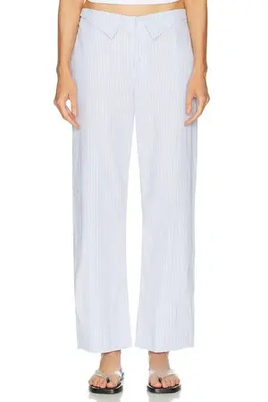 DEIJI STUDIOS Collar Point Pant In Baby Blue - Mist Stripe