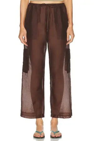 Donni. Silk Cotton Sheer Cargo Pant