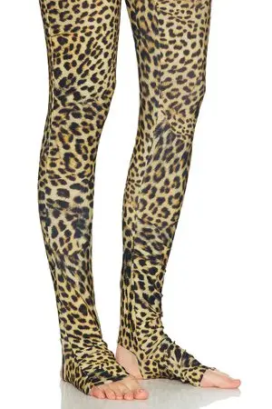 Norma Kamali Long Sleeve Slim Fit Turtle Catsuit With Footie - Cheetah Patch