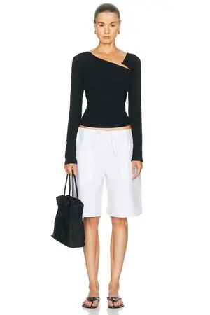 DEIJI STUDIOS Shoulder Tie Top - Black