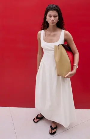 Mango Ruched Bust Drop Waist A-line Midi Dress