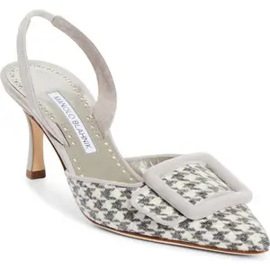 Manolo Blahnik Mayslibi Slingback Pumps - Ivory/light Grey