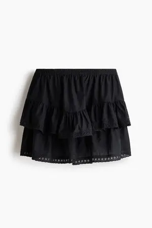 H&M Tiered Skirt With Eyelet Embroidery