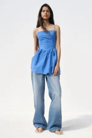 H&M Embroidered Flared-skirt Dress