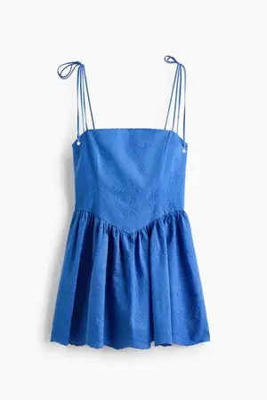 H&M Embroidered Flared-skirt Dress