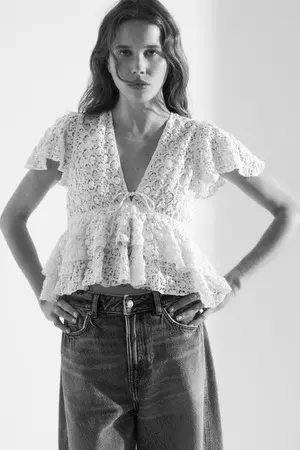 H&M Lace Peplum Top