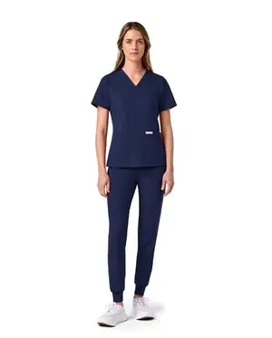 JAANUU Ultrasoft Essential Comfort 6-pocket Scrub Set - Navy