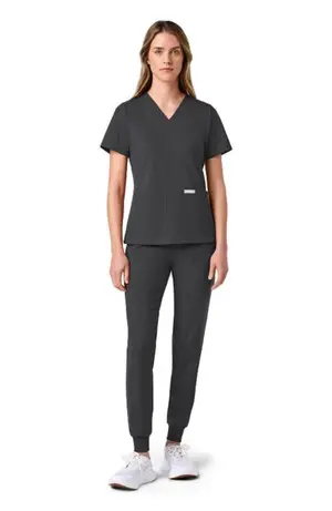 JAANUU Ultrasoft Essential Comfort 6-pocket Scrub Set - Pewter