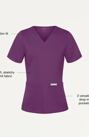JAANUU Ultrasoft Essential Comfort 6-pocket Scrub Set - Plum