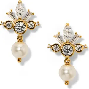 Nadri Undersea Crown Imitation Pearl Drop Earrings - Gold