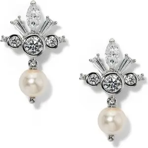 Nadri Undersea Crown Imitation Pearl Drop Earrings Rhodium